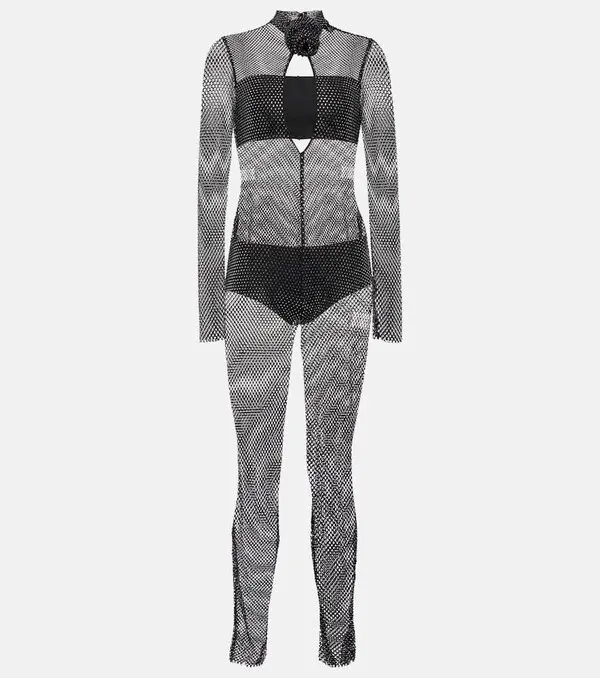 Giuseppe Di Morabito Crystal-embellished Mesh Jumpsuit - Black