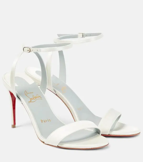 CHRISTIAN LOUBOUTIN Loubigirl 85 Silk Crepe Satin Sandals - White