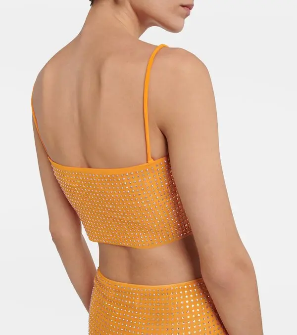 SELF-PORTRAIT Crystal-embellished Crop Top