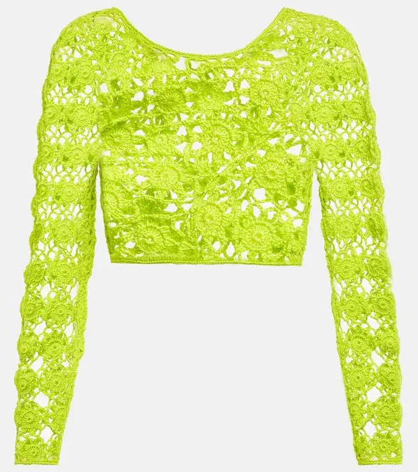 Anna Kosturova Bella Crochet Crop Top - Green