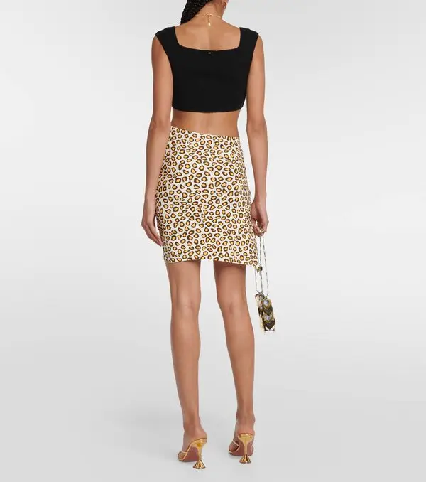 Rabanne Leopard-print Jersey Miniskirt