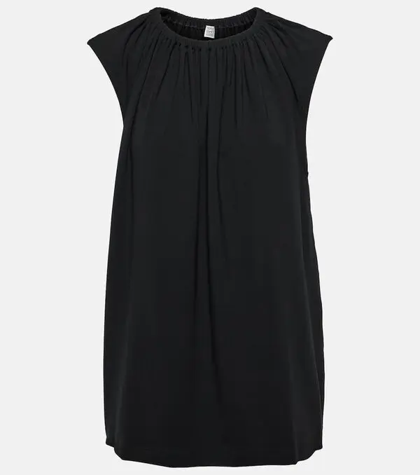 TOTEME Gathered Jersey Top - Black