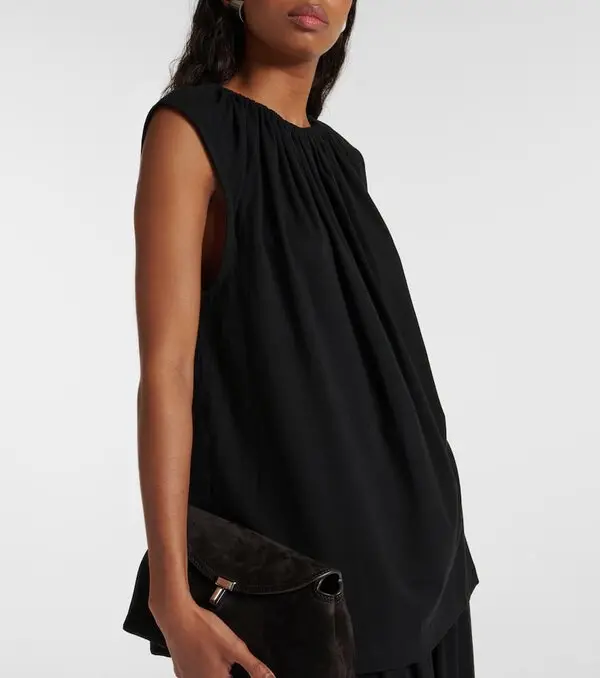 TOTEME Gathered Jersey Top - Black
