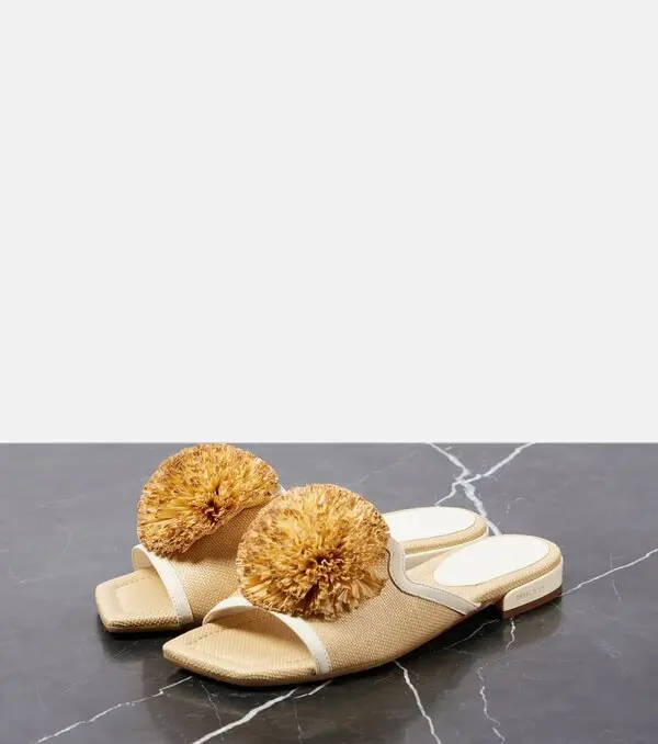 JIMMY CHOO Nako Raffia Slides