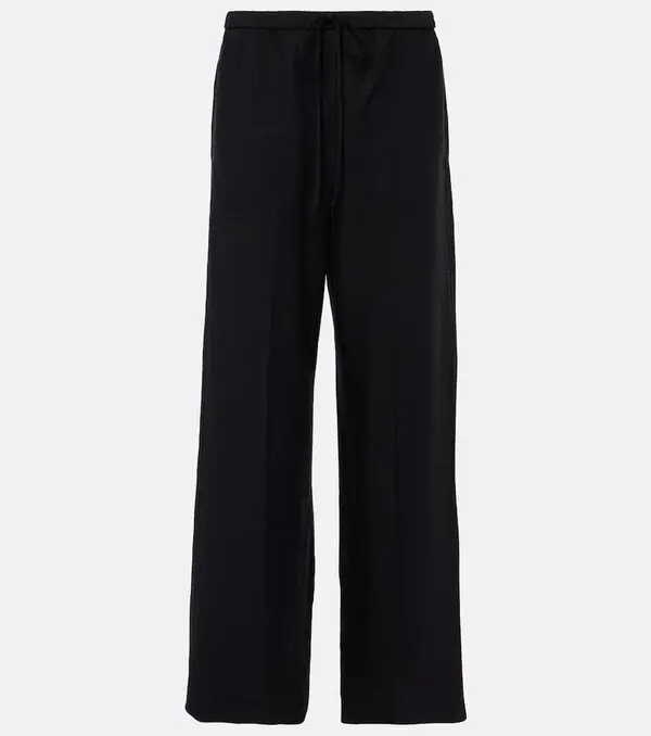TOTEME Lyocell And Linen Wide-leg Pants - Black