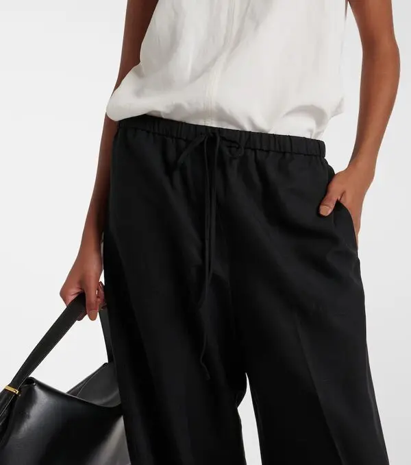TOTEME Lyocell And Linen Wide-leg Pants - Black
