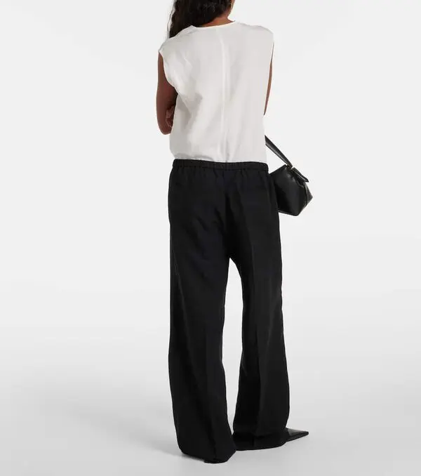 TOTEME Lyocell And Linen Wide-leg Pants - Black