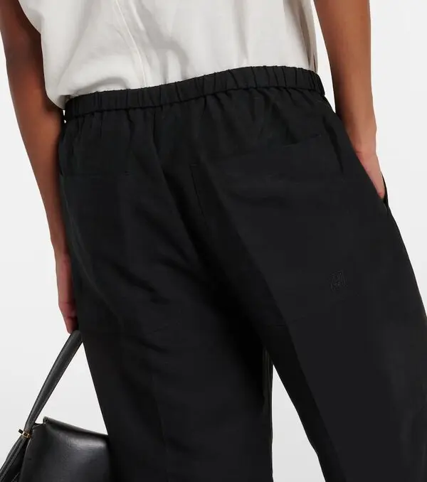 TOTEME Lyocell And Linen Wide-leg Pants - Black