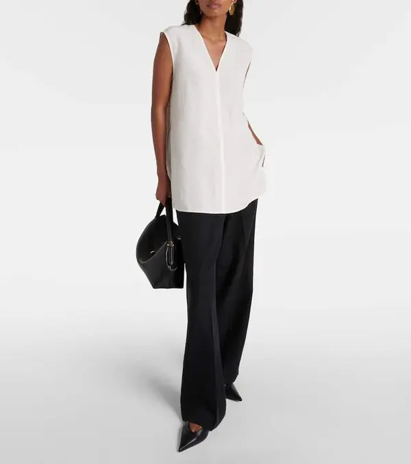 TOTEME Lyocell And Linen Wide-leg Pants - Black