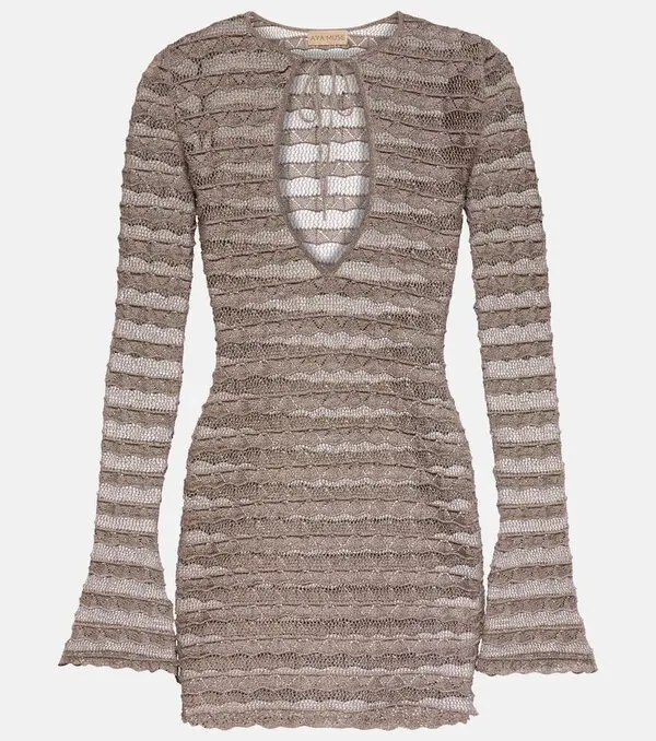 AYA MUSE Lace Knit Minidress - Neutrals