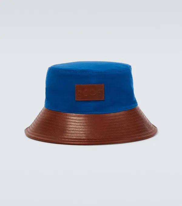 BODE Cotton And Leather Bucket Hat - Blue