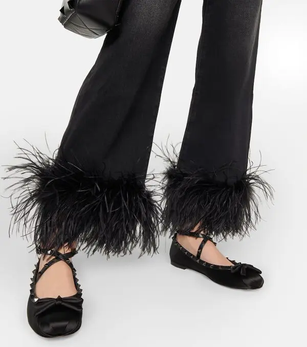 Valentino Garavani Rockstud Satin Ballerinas - Black