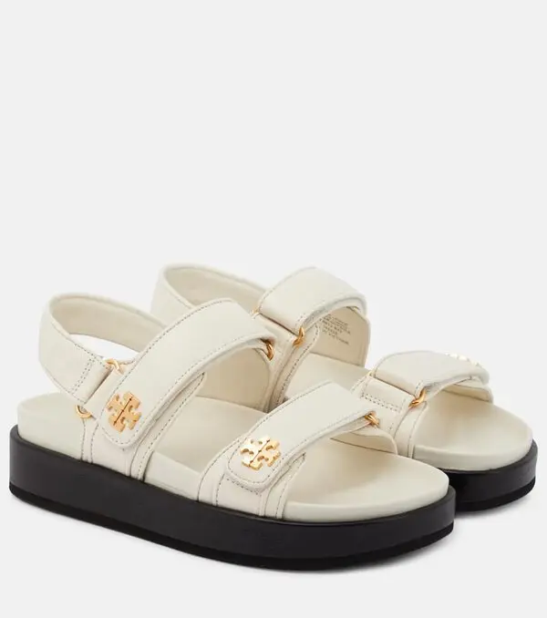 Tory Burch Double T Leather Sandals - White