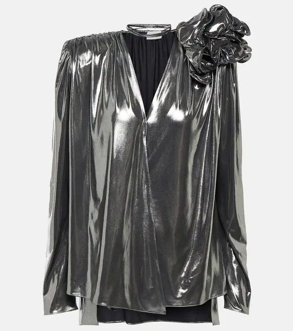 Magda Butrym Applique Metallic Blouse - Silver