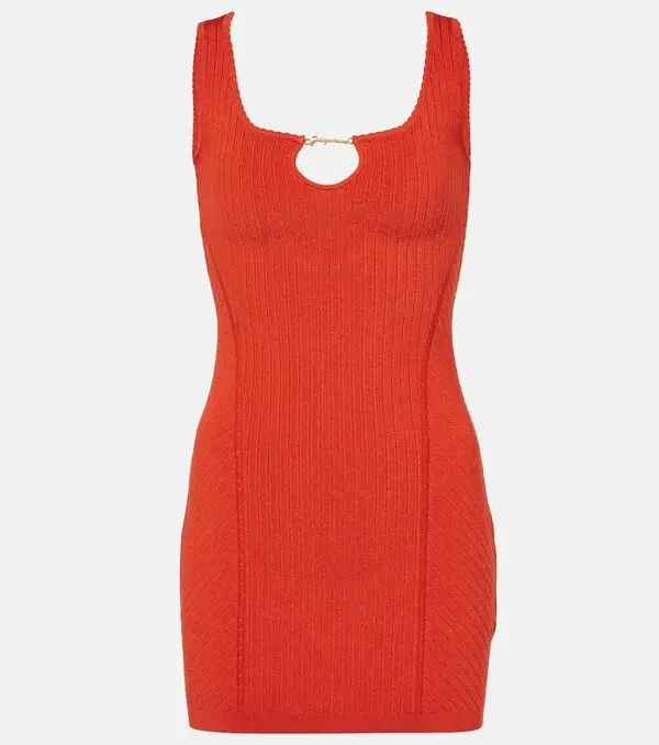 Jacquemus La Mini Robe Sierra Ribbed-knit Minidress - Orange