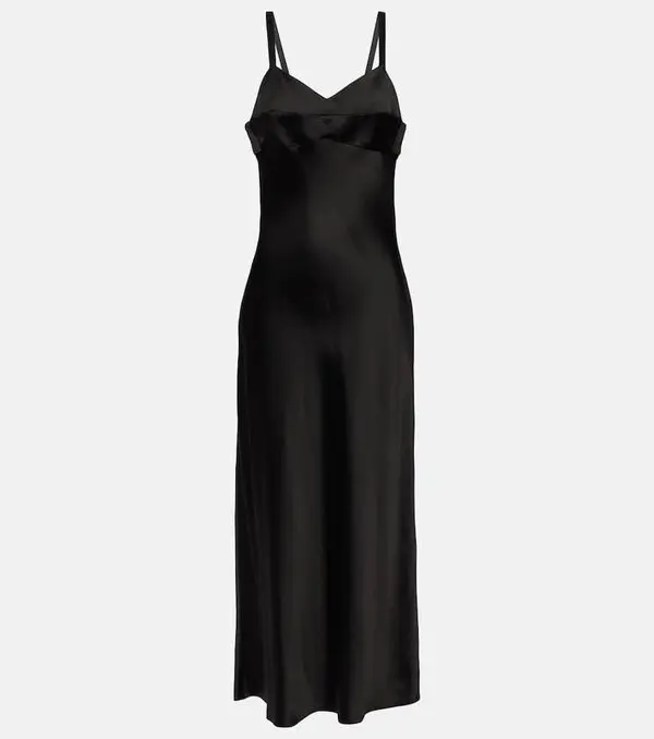 Khaite Joely Satin Slip Dress - Black