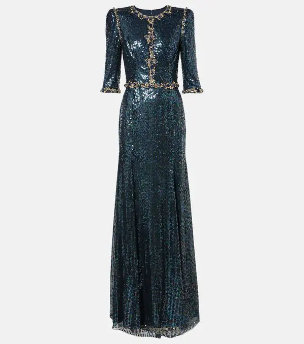 Jenny Packham Embellished Sequined Gown