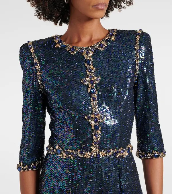 Jenny Packham Embellished Sequined Gown
