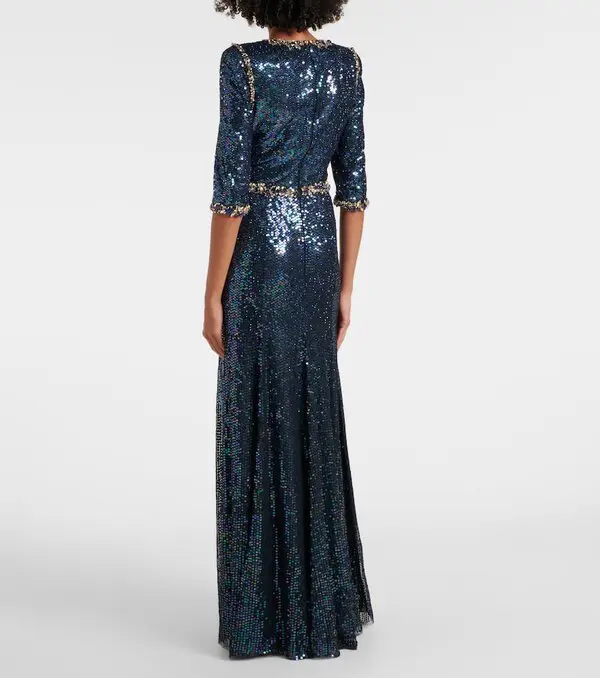 Jenny Packham Embellished Sequined Gown