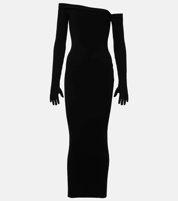 JEAN PAUL GAULTIER Asymmetric Maxi Dress With Gloves - Black
