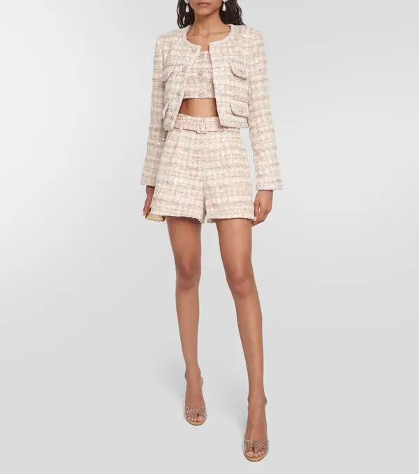 SELF-PORTRAIT Sequined Boucle Crop Top