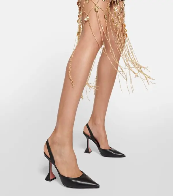 Amina Muaddi Holli Leather Slingback Pumps