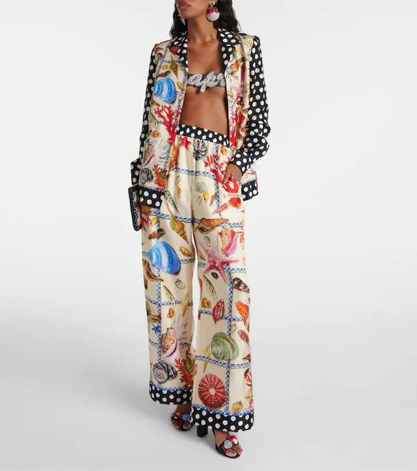 Dolce & Gabbana Capri Printed Silk Satin Palazzo Pants