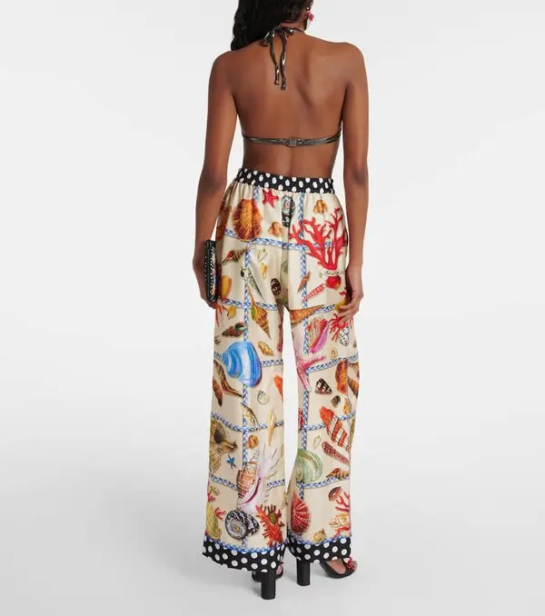 Dolce & Gabbana Capri Printed Silk Satin Palazzo Pants
