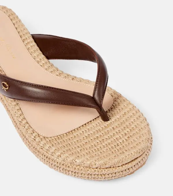 GIANVITO ROSSI Leather Platform Espadrille Thong Sandals