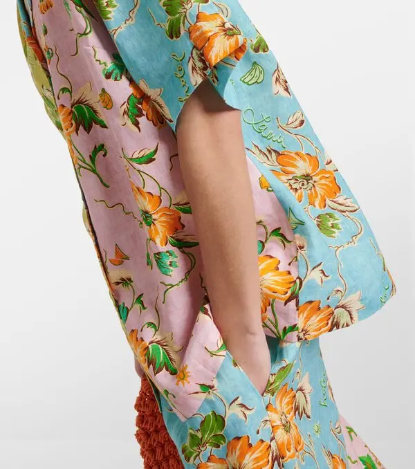 ALEMAIS Mana Floral Patchwork Linen Shirt - Multicoloured