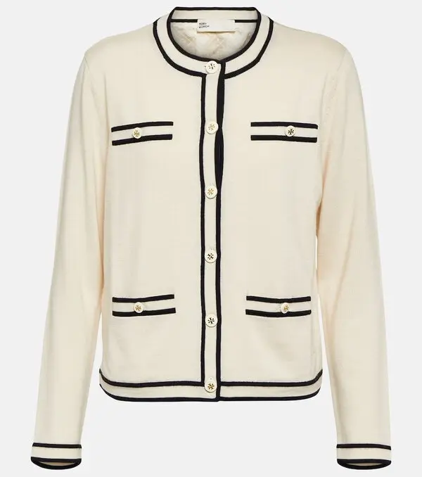 Tory Burch Kendra Wool Cardigan - White