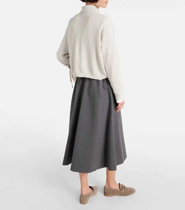 Brunello Cucinelli Ribbed Cotton Polo Sweater - White