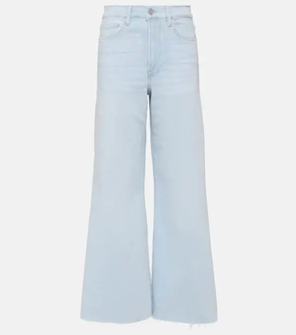 FRAME Le Palazzo Cropped Wide-leg Jeans - Blue