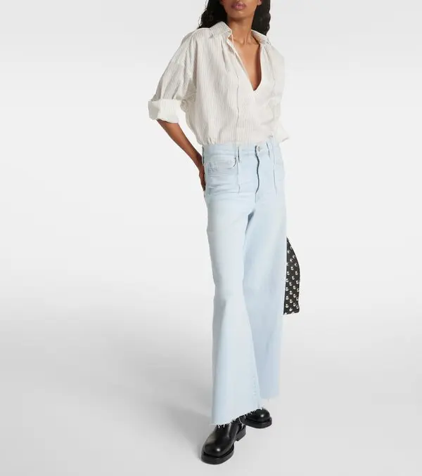 FRAME Le Palazzo Cropped Wide-leg Jeans - Blue
