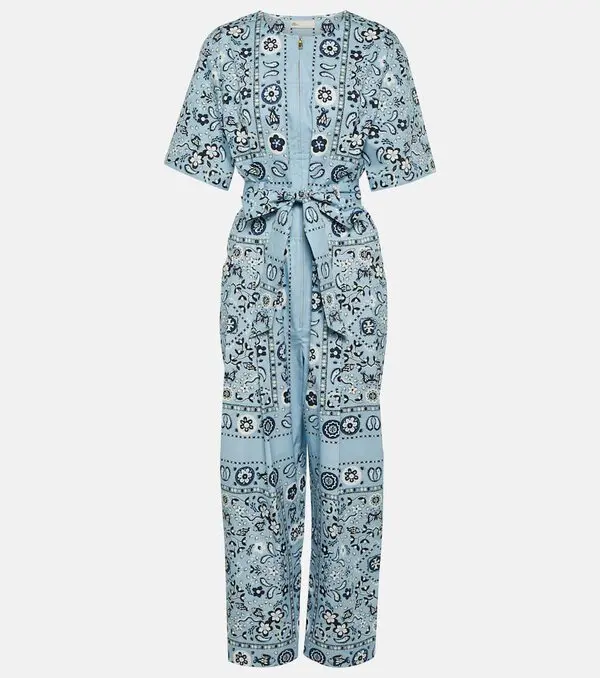 Tory Burch Printed Cotton Jumpsuit - Blue