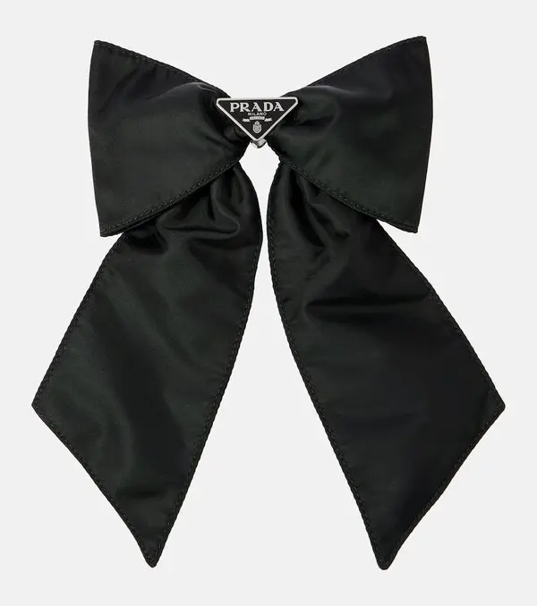 Prada Re-nylon Bow Hair Clip - Black