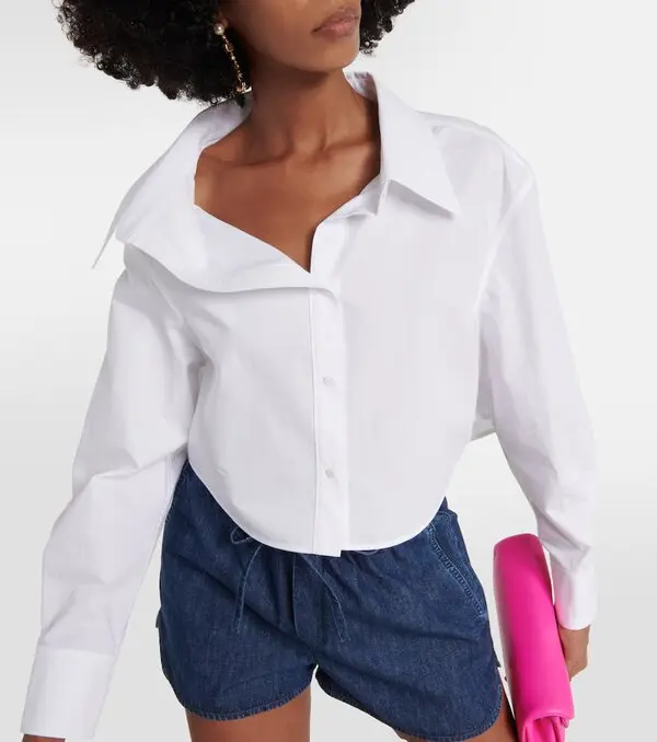 Valentino Garavani Asymmetric Cropped Cotton Shirt