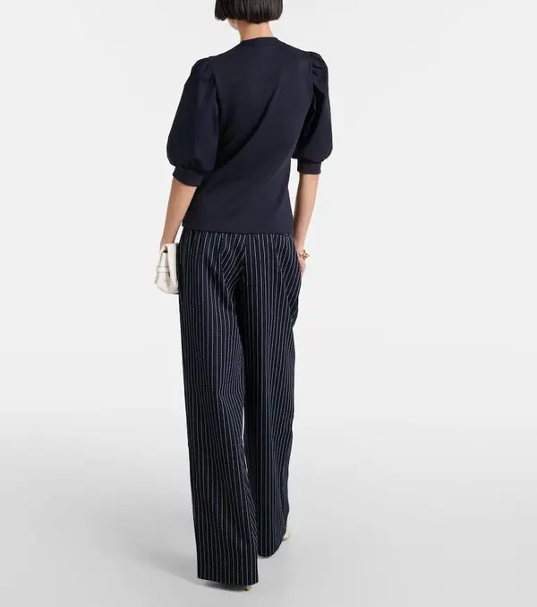 Veronica Beard Coralee Puff-sleeve Top - Blue