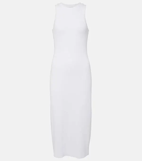 Vince Ribbed-knit Jersey Midi Dress