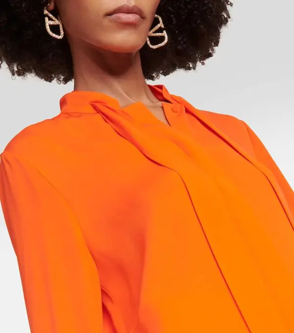 Valentino Garavani Scarf Neckline Silk Shirt - Orange
