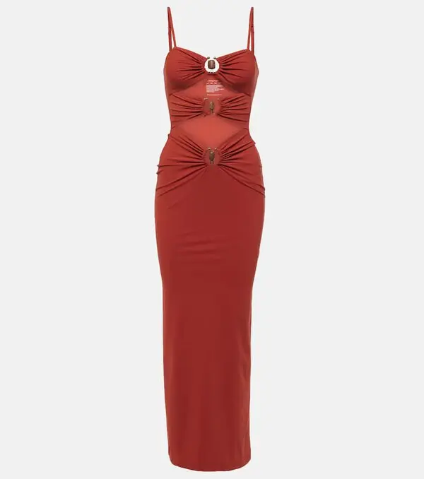 Christopher Esber Crystal Orbit Gathered Maxi Dress - Red