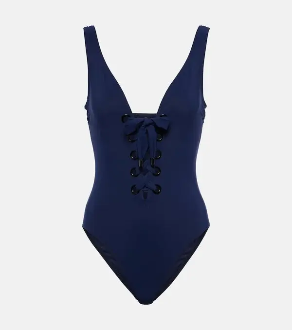 KARLA COLLETTO Lucy Lace-up Swimsuit - Blue