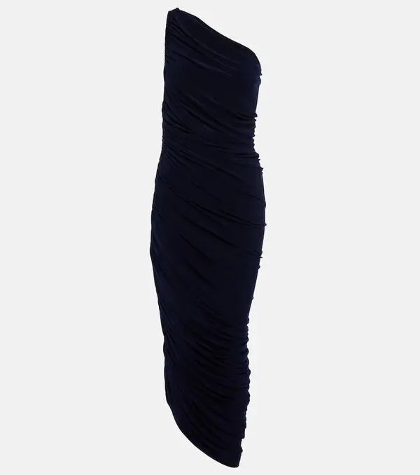 Norma Kamali Diana Ruched One-shoulder Maxi Dress