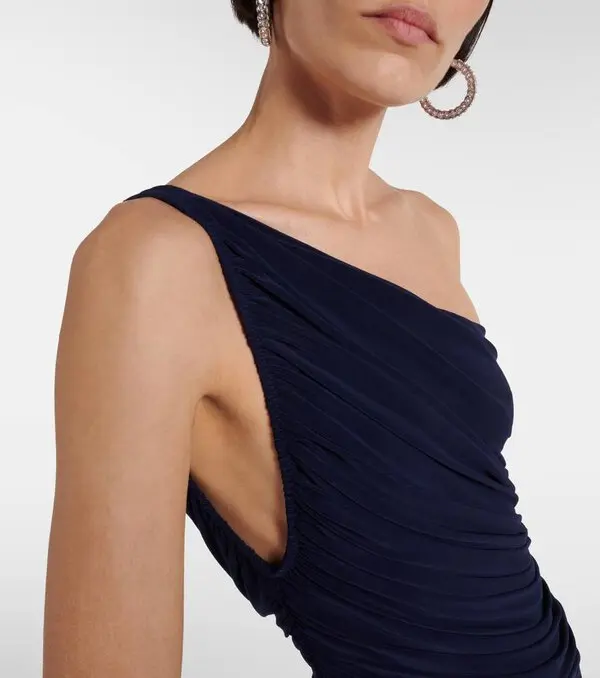 Norma Kamali Diana Ruched One-shoulder Maxi Dress