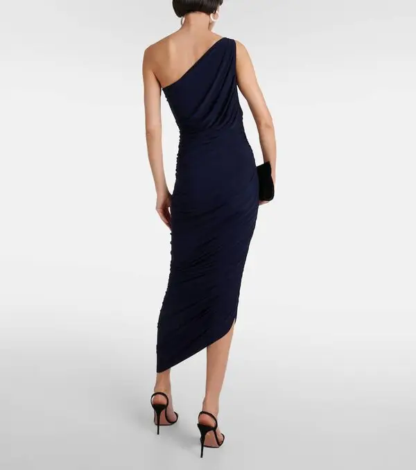 Norma Kamali Diana Ruched One-shoulder Maxi Dress