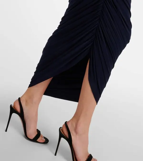 Norma Kamali Diana Ruched One-shoulder Maxi Dress