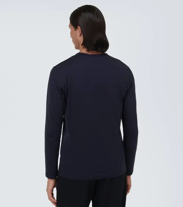 Sunspel Classic Long Sleeve Cotton T-shirt - Blue