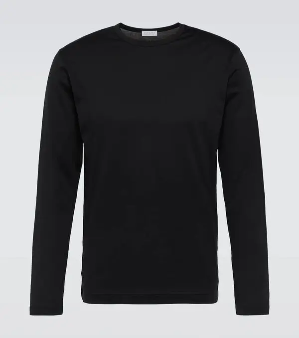 Sunspel Classic Long Sleeve Cotton T-shirt - Black