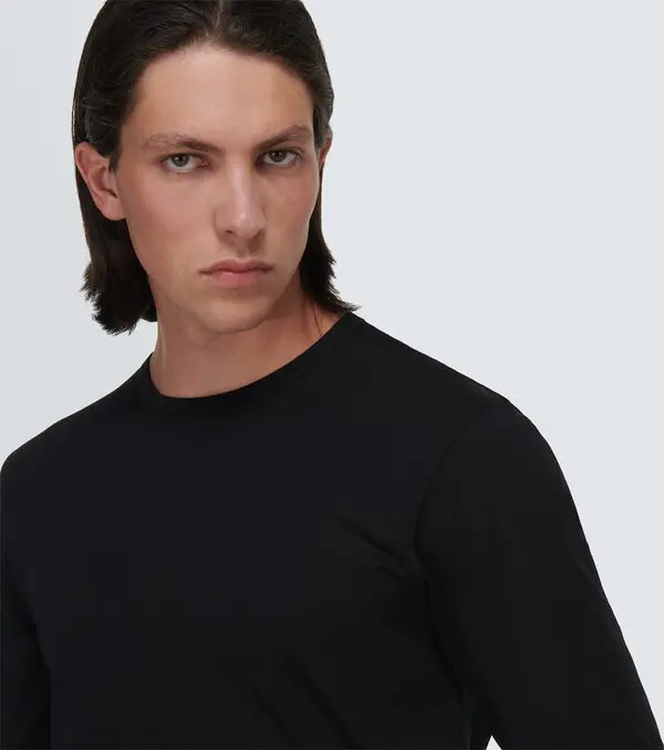 Sunspel Classic Long Sleeve Cotton T-shirt - Black