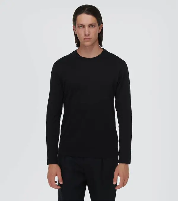 Sunspel Classic Long Sleeve Cotton T-shirt - Black